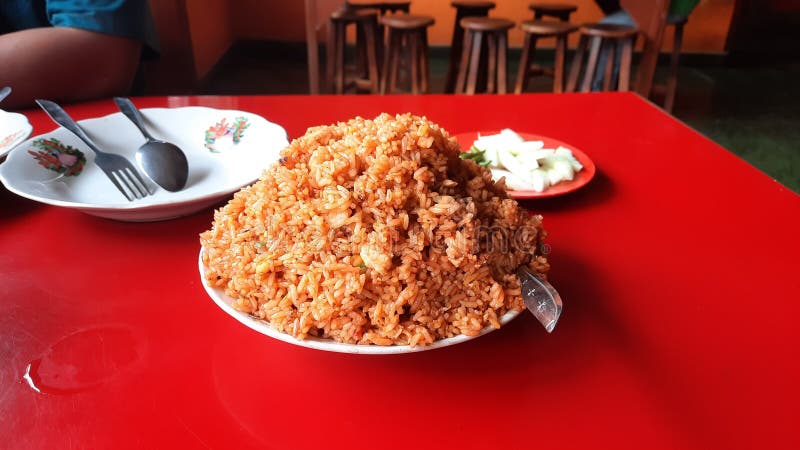 Hot fried rice on a plate stock image. Image of plate - 265329283