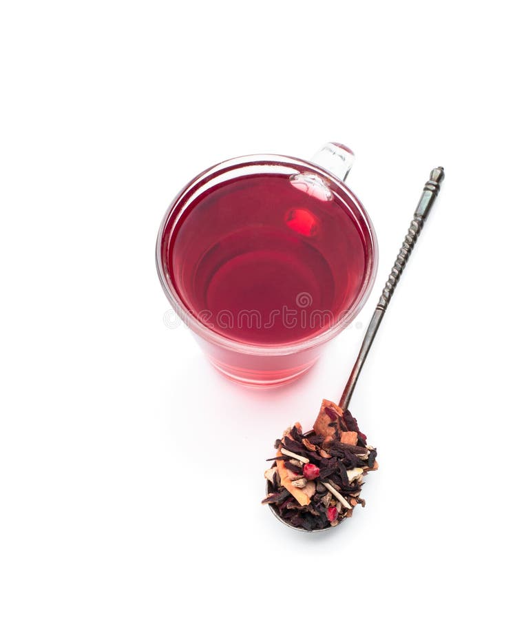 Hot Fruit Tea in Glass Teapot Isolated on White Stock Photo - Image of ...