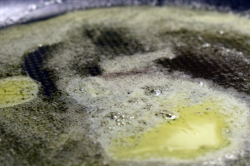 Hot Frying Pan with Melted Butter Stock Image - Image of calories ...