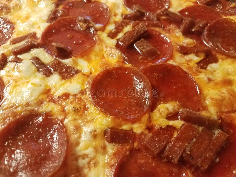 Hot Greasy Pepperoni On A Pizza Stock Image - Image of food, background ...