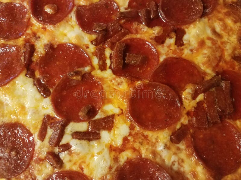 Hot greasy pepperoni pizza stock photo. Image of greasy - 96465900