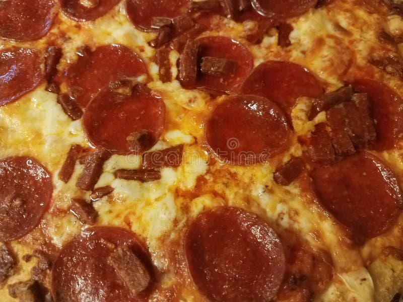 Hot Greasy Pepperoni On A Pizza Stock Image - Image of food, background ...