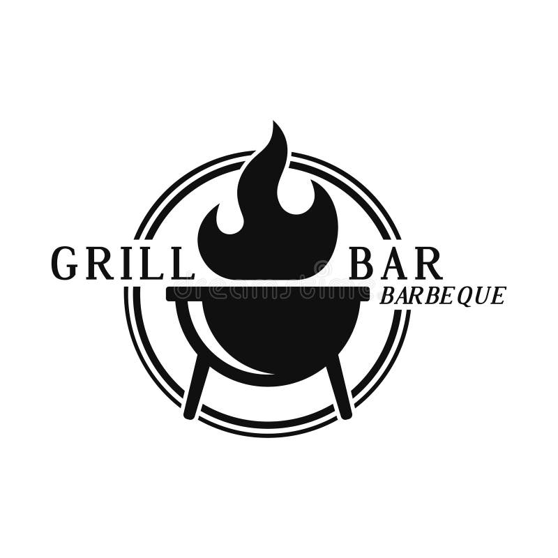 Hot Grill Bar Restaurant Logo on White Background. Vector Stock Vector ...