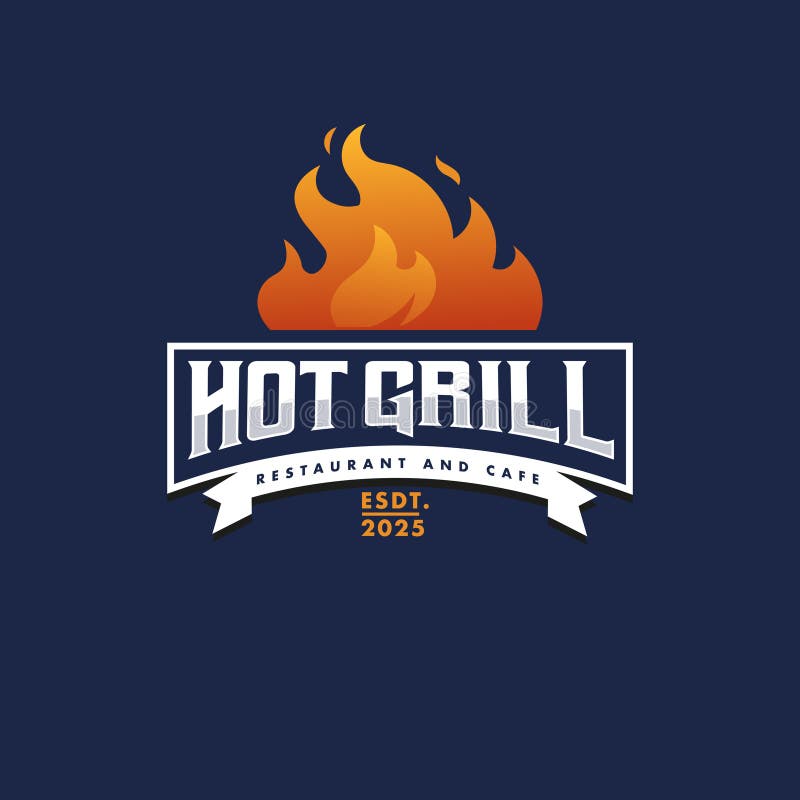 Hot grill logo stock illustration. Illustration of steak - 371921311