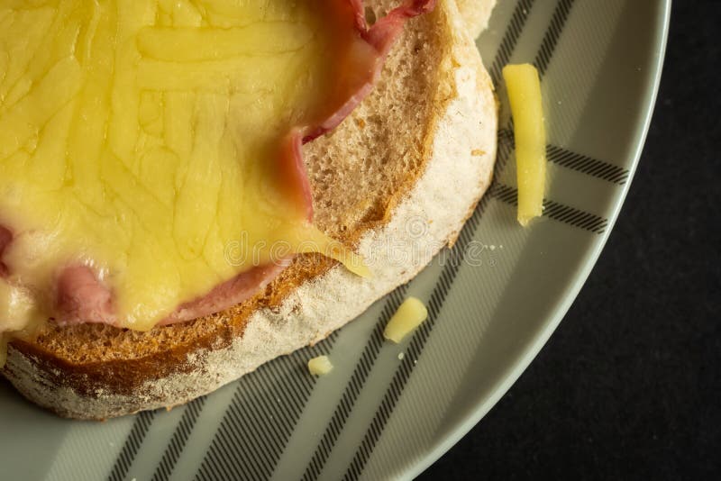 Hot Ham and Cheddar Cheese Sandwich Closeup Stock Image - Image of ...