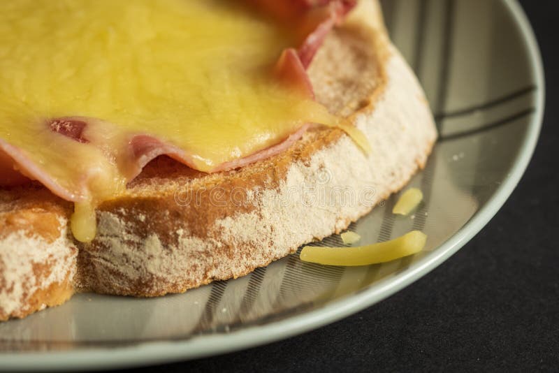 Hot Ham and Cheddar Cheese Sandwich Closeup Stock Image - Image of ...