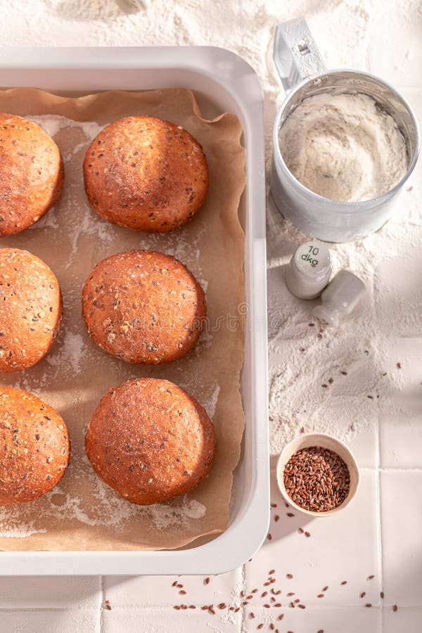 Hot and Healthy Flax Seed Rolls for Healthy Breakfast Stock Photo ...