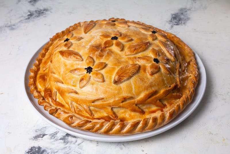 Hot Homemade Pie on the Table. Pie with Filling Stock Image - Image of ...