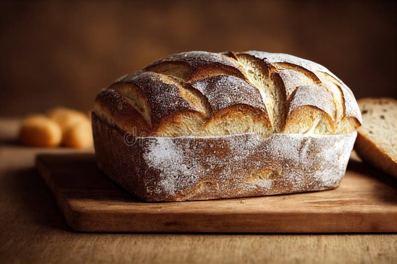 Hot Homemade Sourdough Bread of Rectangular Shape is on Table Stock ...