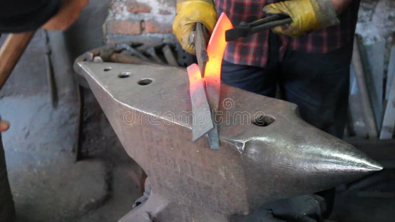 Hot Iron Forging on Anvil. Handmade Blacksmith Stock Video - Video of ...
