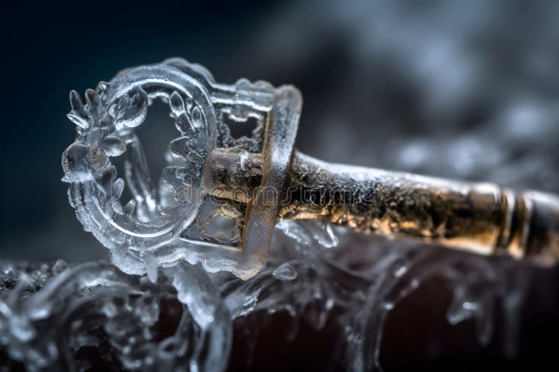 A Hot Iron Key Melting Ice. Security Conceptual Illustration ...