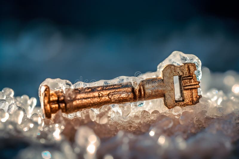 A Hot Iron Key Melting Ice. Security Conceptual Illustration ...