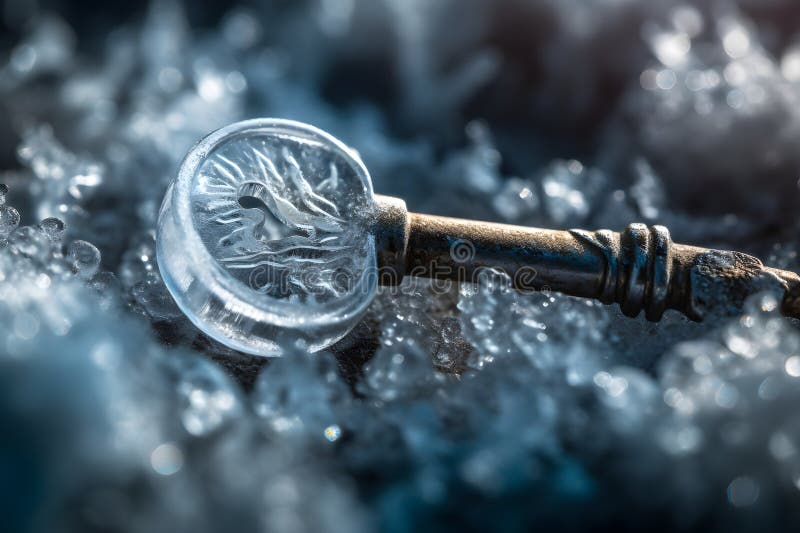 A Hot Iron Key Melting Ice. Security Conceptual Illustration ...