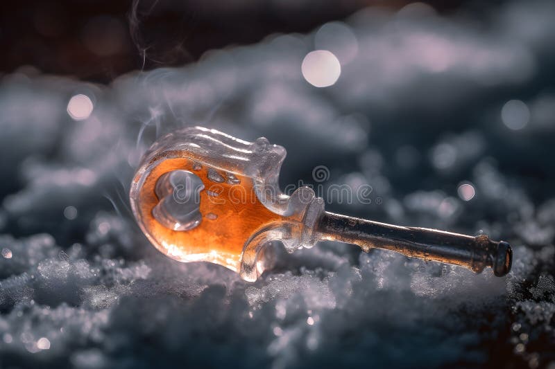 A Hot Iron Key Melting Ice. Security Conceptual Illustration ...