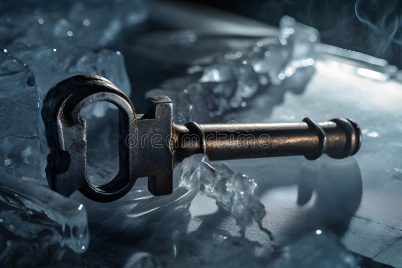 A Hot Iron Key Melting Ice. Security Conceptual Illustration ...