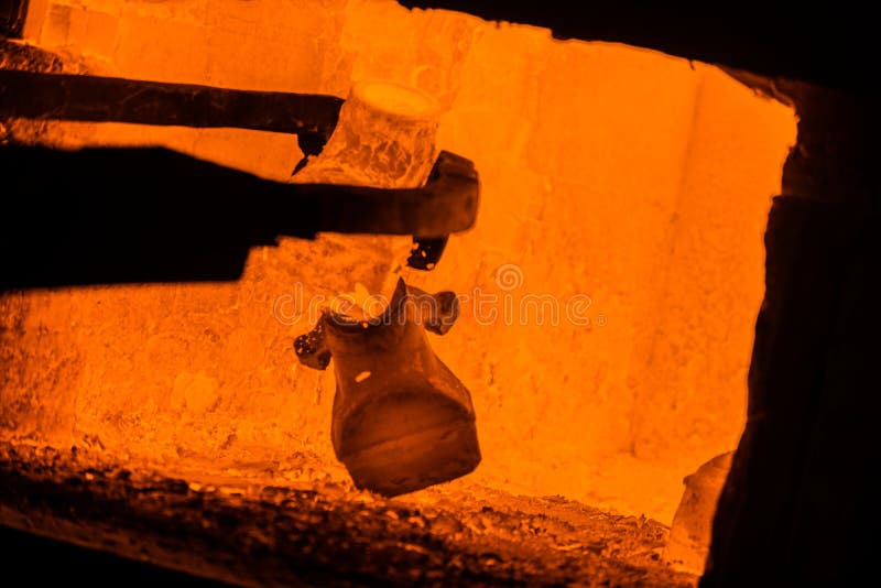 Hot iron in smeltery stock photo. Image of melting, steel - 47697840