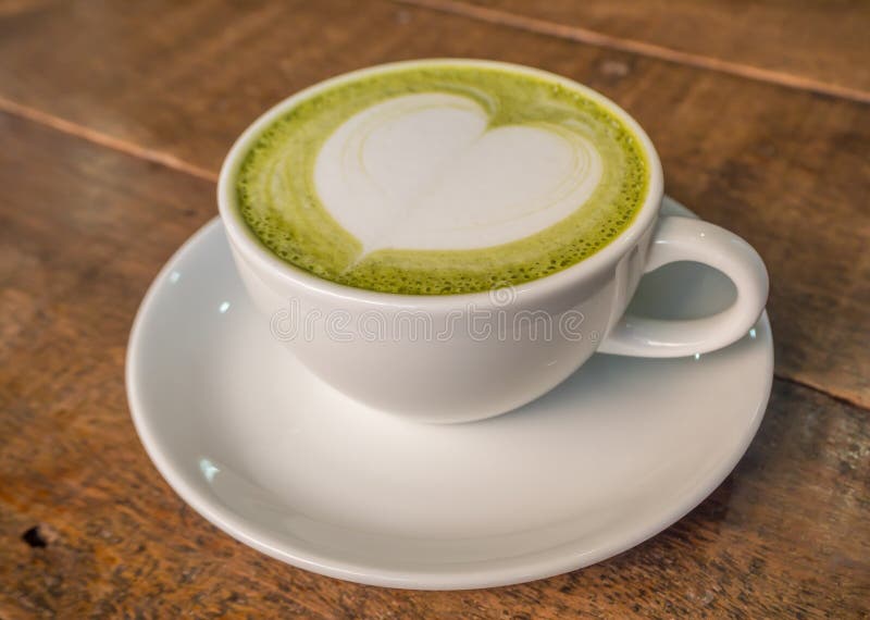 Hot Japanese Matcha Green Tea Beverage with Milk Stock Photo - Image of ...