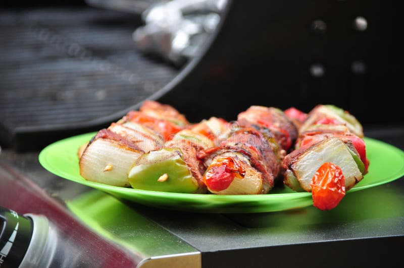 Hot Kabobs on a Plate stock photo. Image of delicious - 10188900