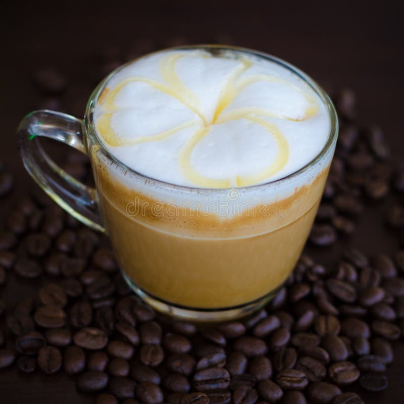 Hot latte art coffee stock photo. Image of drink, latte - 60253154
