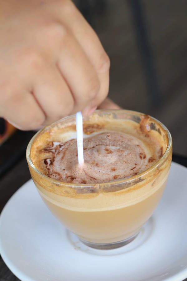 Hot latte coffee in glass stock image. Image of aroma - 54248365