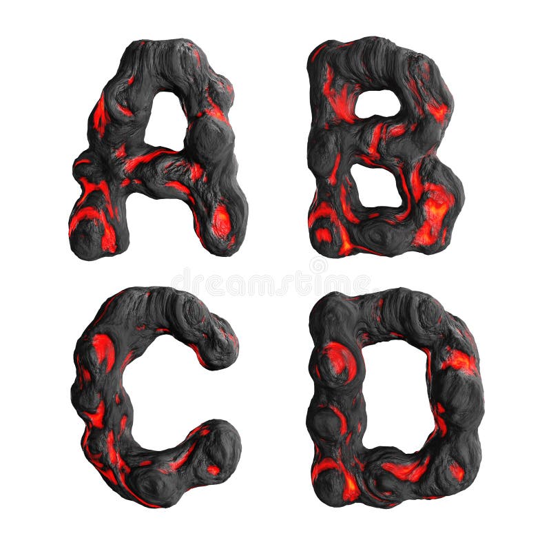 Hot Lava Capital Letter Alphabet - Letters I-L Stock Illustration ...
