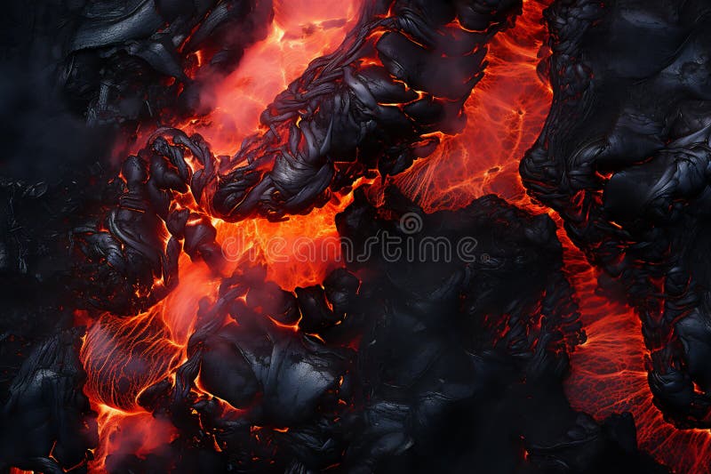 Hot Lava Flows on Rocks Eruption of Red Magma Stock Illustration ...