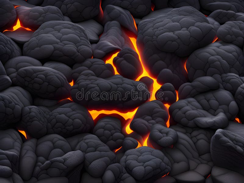 Hot Lava with Red Fire on Volcano, Ai Generated Stock Illustration ...