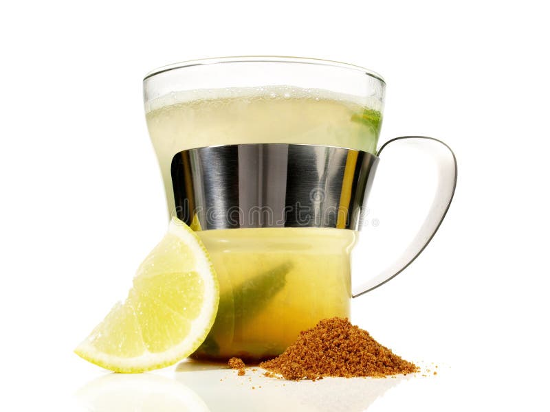 Hot Lemon with Coconut Sugar on White Background Stock Photo - Image of ...