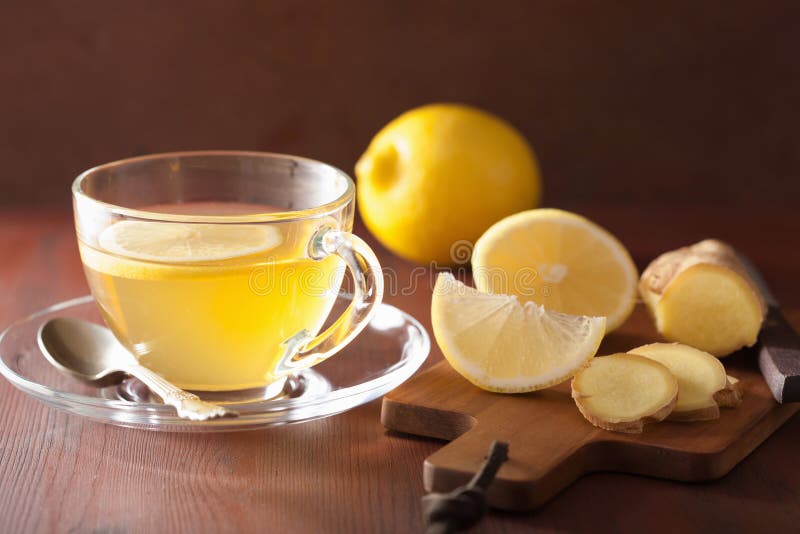 Hot Lemon Ginger Tea in Glass Cup Stock Image - Image of fresh, closeup ...