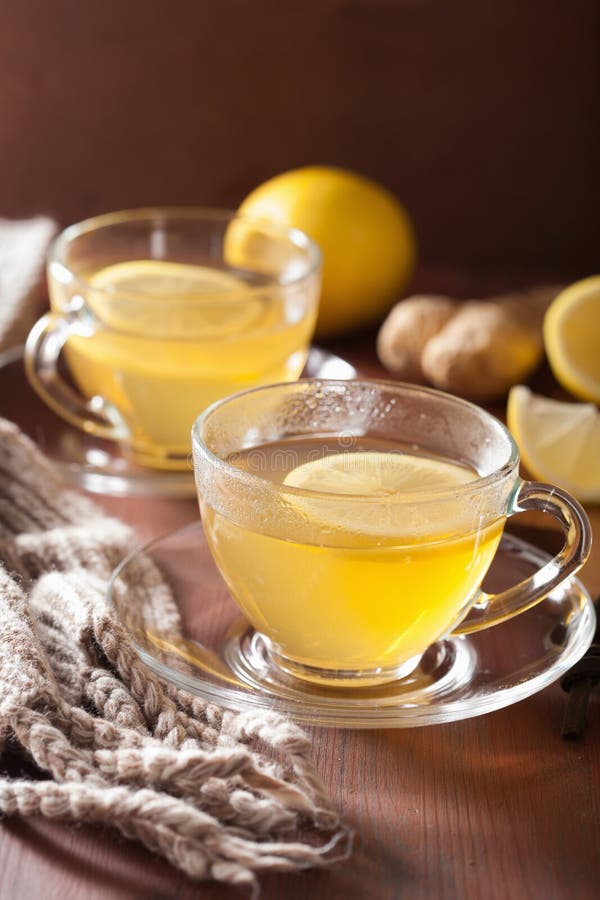 Hot Lemon Ginger Tea in Glass Cup Stock Image - Image of calming, dark ...