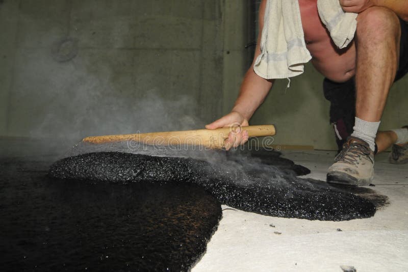 Hot Liquid Mastic Asphalt on the Floor Stock Image - Image of masonry ...
