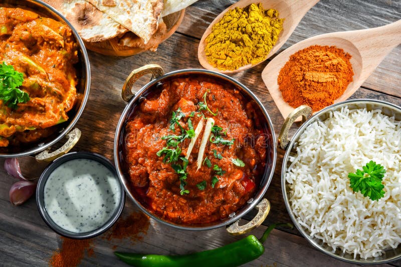 Hot Madras Paneer and Vegetable Masala with Rice Stock Photo - Image of ...