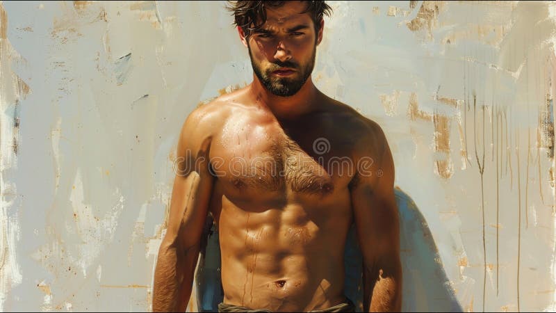 Hot Male Model Tan Surfer Guy 6 Pack Attractive Man Stock Illustration ...