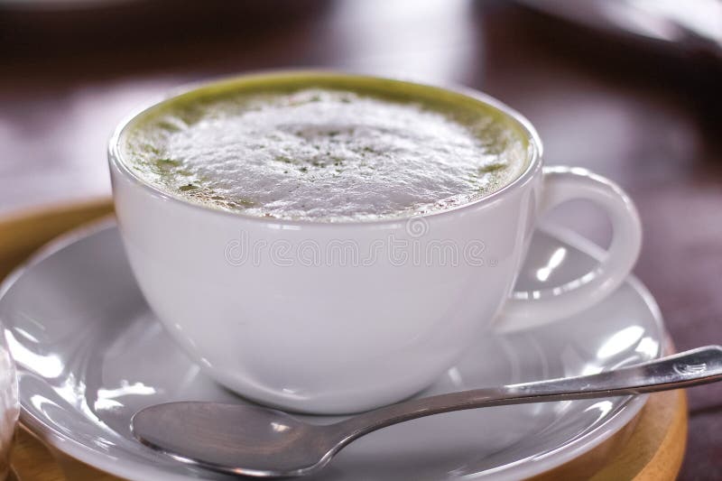 Hot Matcha Green Tea with Milk Stock Photo - Image of organic ...