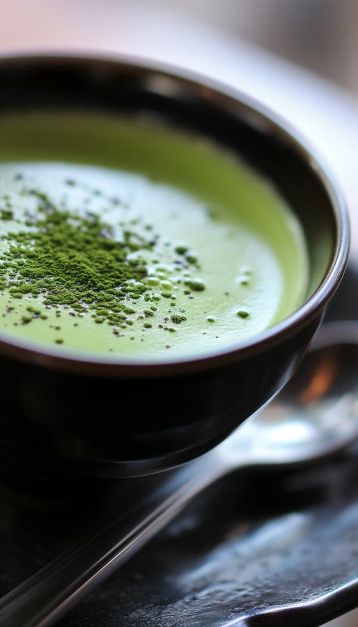 Matcha Powder Tea in Brown Mug.AI Generated. Stock Illustration ...
