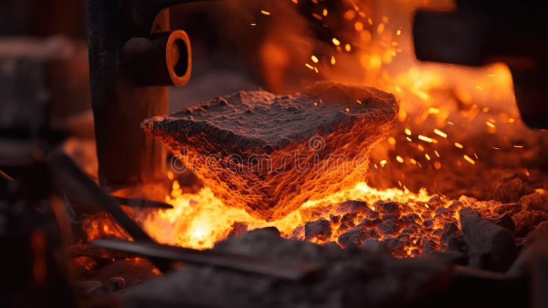 Hot Metal in the Forge Close-up, Industry Concept Stock Illustration ...