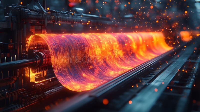 Hot Metal Rolling Mill Sparks Factory Process Stock Illustration ...