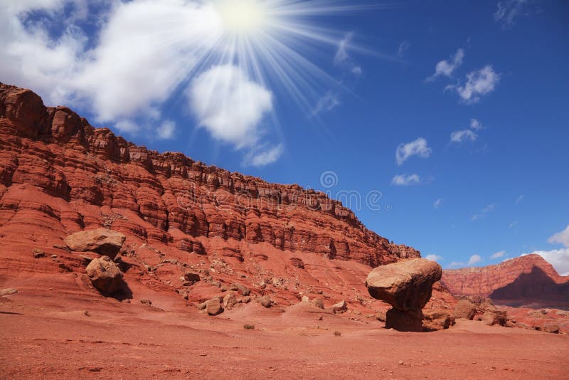 Hot Midday Sun in the Red Desert Stock Photo - Image of cloud ...