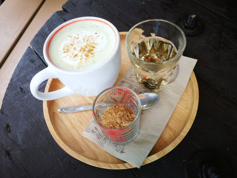 Hot milk green tea stock photo. Image of macchiato, brown - 289867348