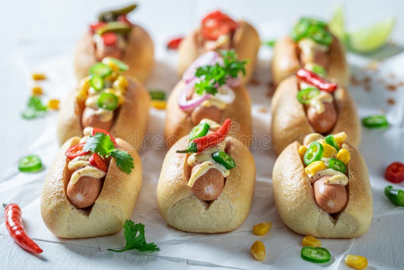 Hot Mini Hot Dogs As a Quick Appetizers Stock Image - Image of bakery ...