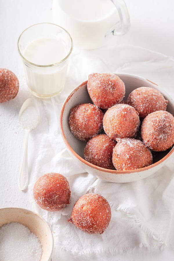 Hot Mini Doughnuts for Fat Thursday in Poland Stock Image - Image of ...