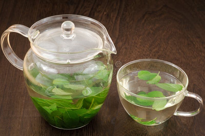 Hot mint tea stock image. Image of brown, green, water - 26904847