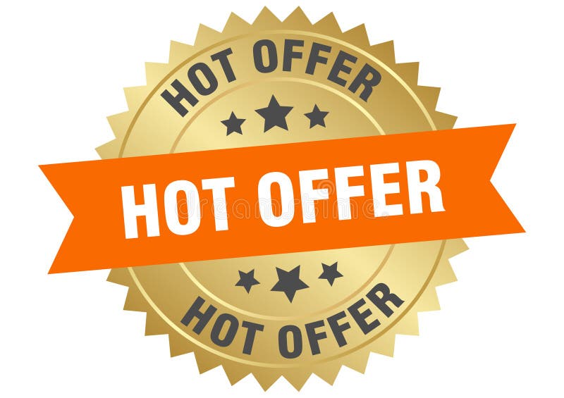 Hot Offer. Hot Offer Round Orange and Gold Label Isolated on ...