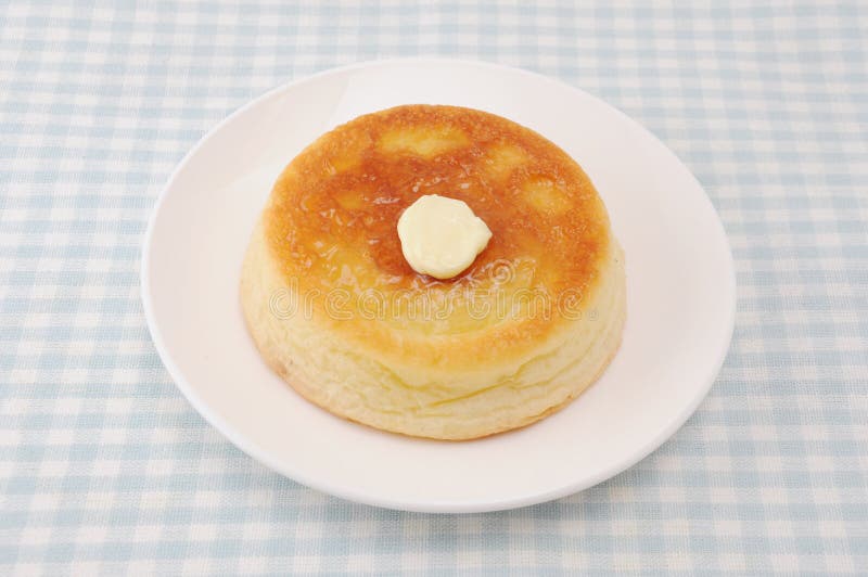 Hot Pan Cake on Plate on Table Stock Image - Image of snack, breakfast ...