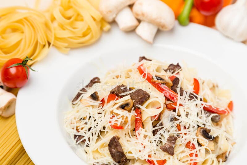 Hot Pasta with Garnish on Plate Stock Image - Image of fresh, italian ...