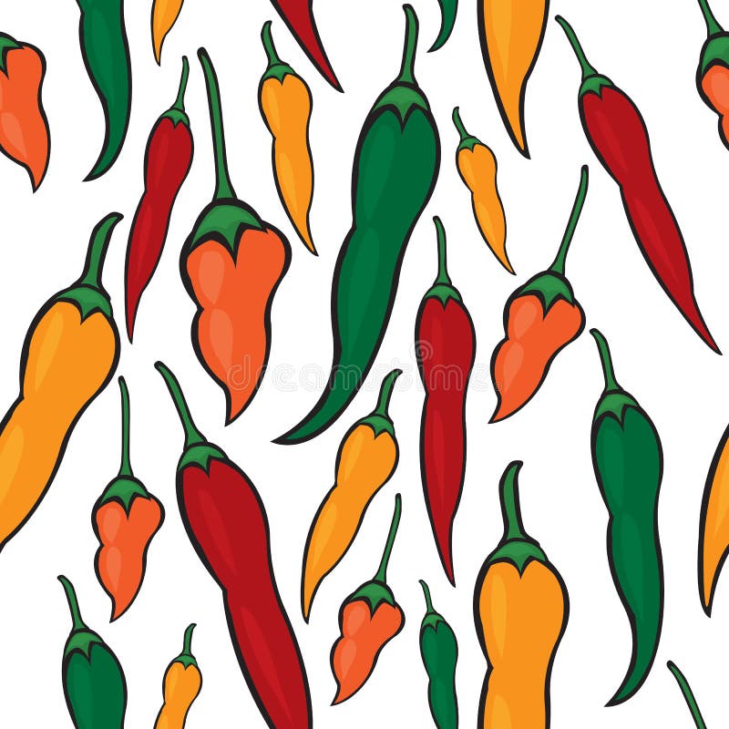 Hot Pepper Seamless Pattern Stock Vector - Illustration of seranno ...