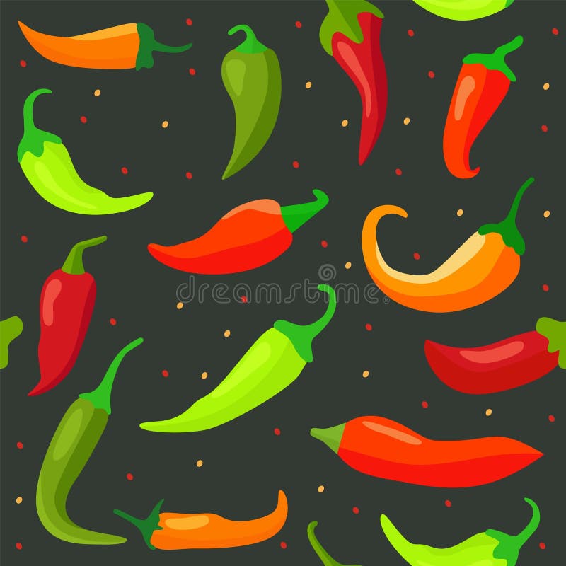 Hot Pepper Seamless Pattern Stock Vector - Illustration of tasty ...