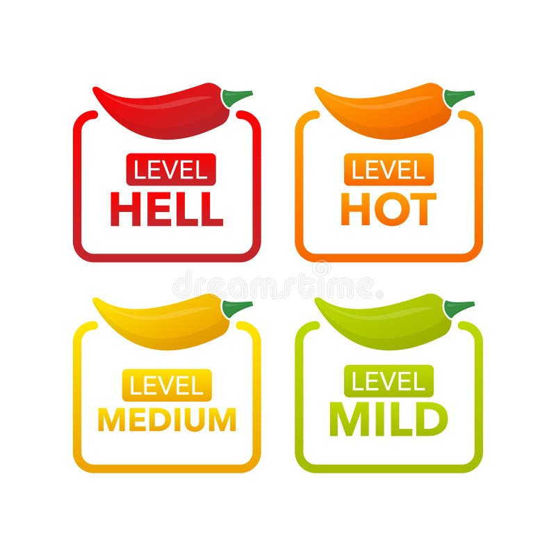 Hot Pepper Strength Scale Indicator with Mild, Medium, Hot and Hell ...