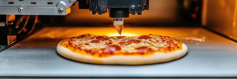 Hot Pepperoni Pizza Being Cooked on a Modern Culinary Technology Tool ...