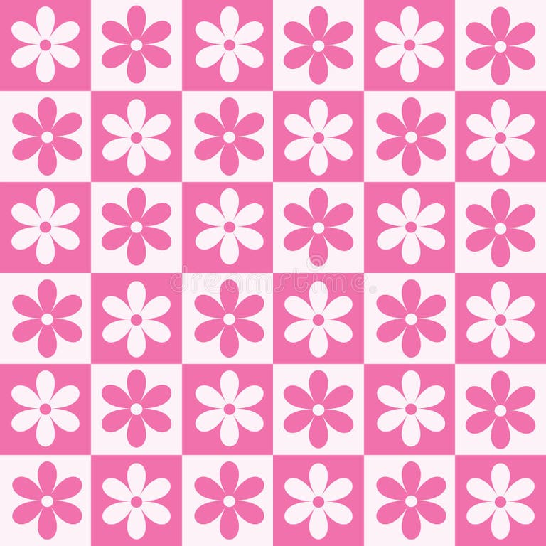 Cute Simple Flowers Seamless Pattern on Hot Pink and White ...